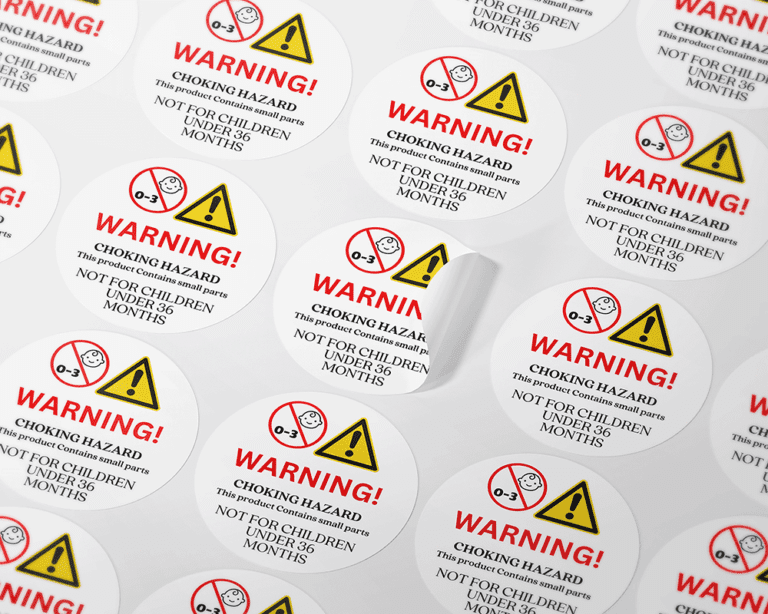 Small Parts Warning Stickers, Choking Hazard Warning Labels